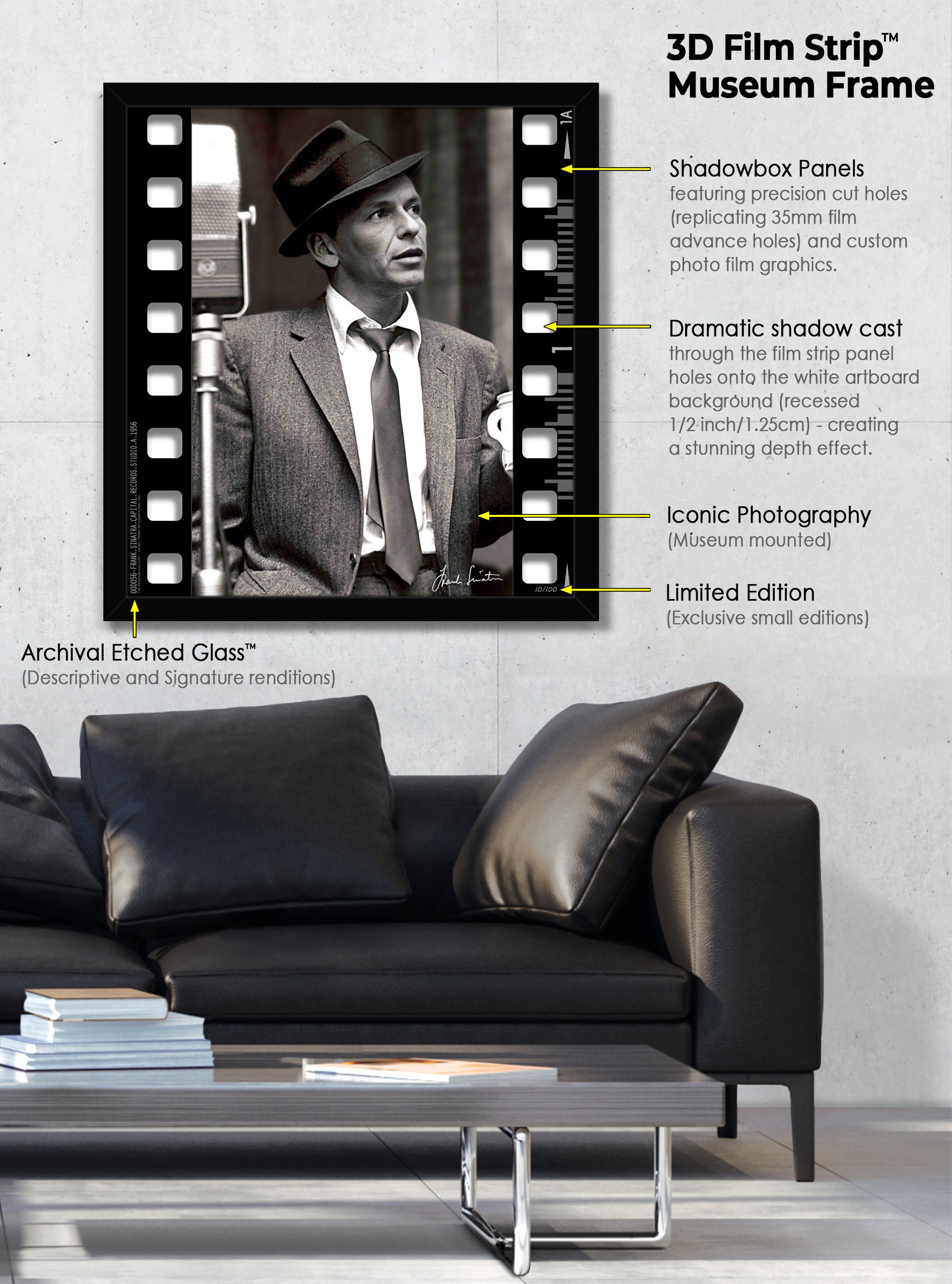 Frank Sinatra Photo - 3D Film Strip Museum Frame - Facsimile Signed Li ...