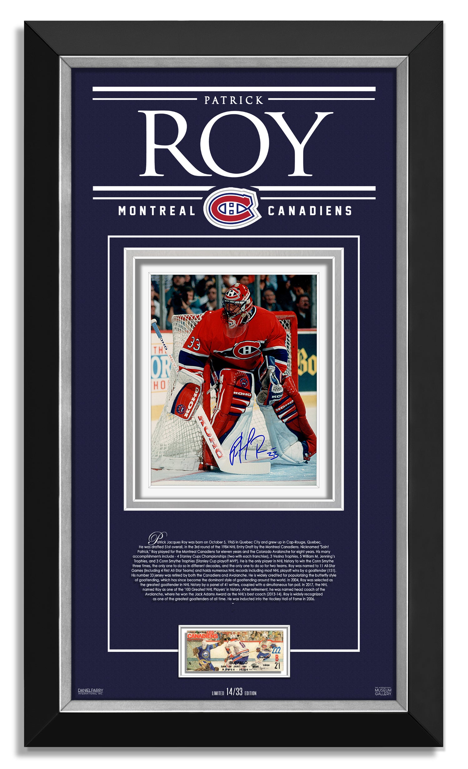 Patrick Roy Signed Autographed Vintage Ticket Stub - Archival Etched G ...
